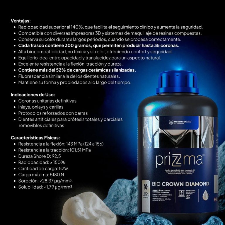 Resina 3D Bio Crown Diamond (300g) PriZma — Perú Dentistry